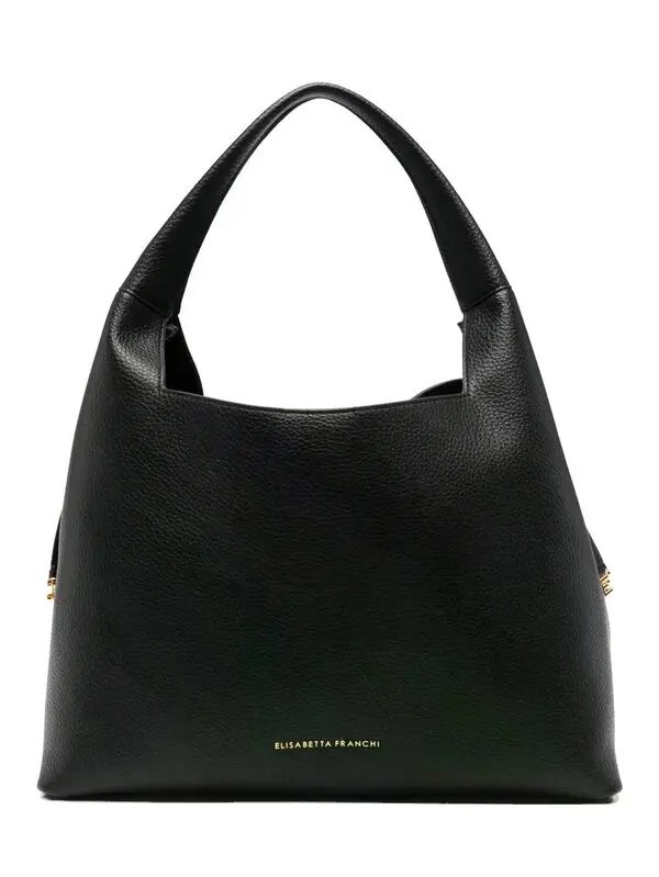 Elisabetta Franchi Grained-effect Zip-detail Shoulder Bag - Black