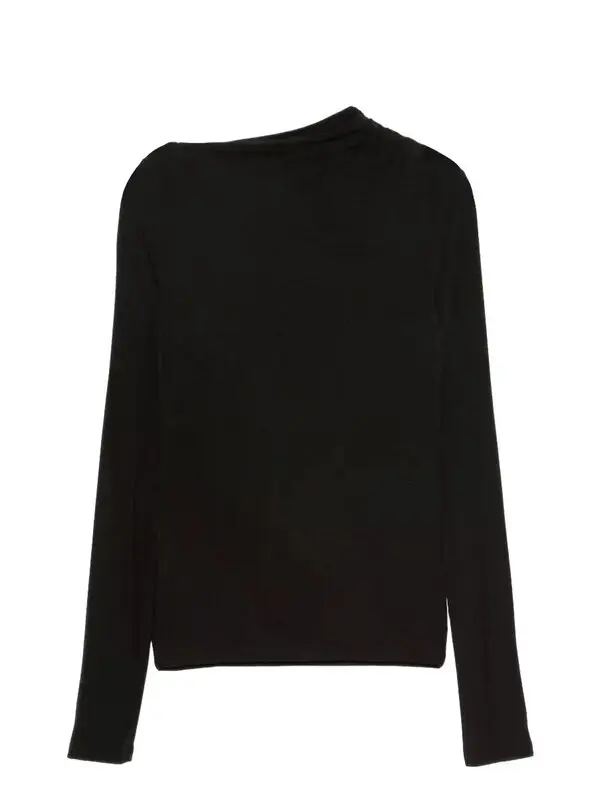 Imperial Draped Long-sleeve Top - Black