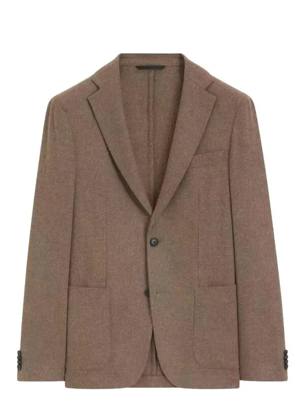 BOSS Slim-fit Blazer In Washable Performance-stretch Flannel - Brown