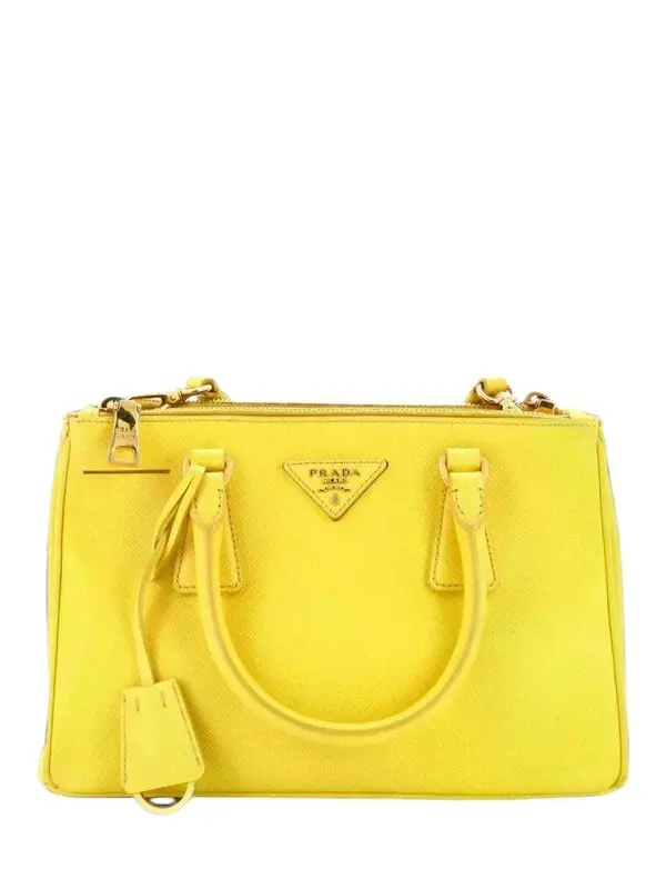 Prada Double Zip Lux Saffiano Leather Mini Satchel - Yellow