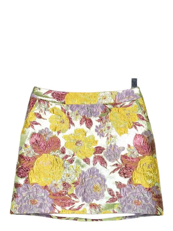Elie Saab Floral Brocade A-line Skirt - Green