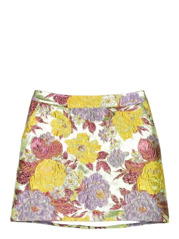Elie Saab Floral Brocade A-line Skirt - Green