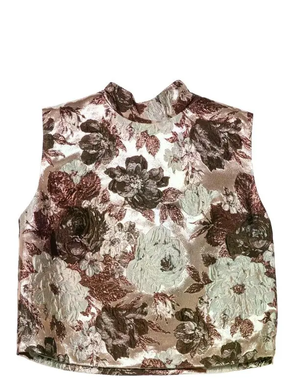 Elie Saab Floral Brocade Sleeveless Top - Neutrals