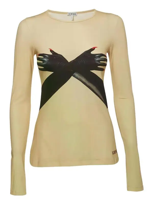 Loewe Glove-print Long-sleeve Top - Neutrals
