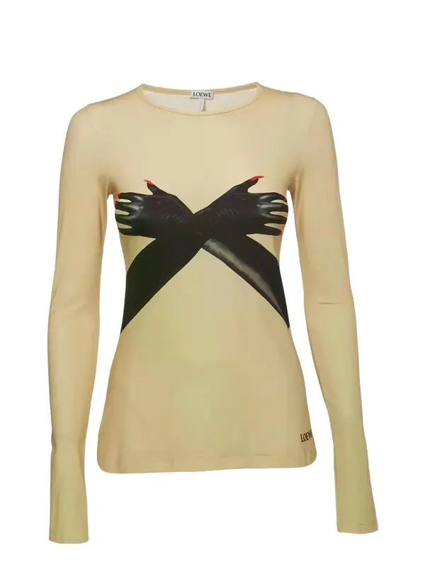 Loewe Glove-print Long-sleeve Top - Neutrals