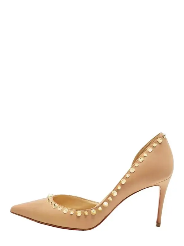 CHRISTIAN LOUBOUTIN Beige Leather Studded D'orsay Pumps - Neutrals
