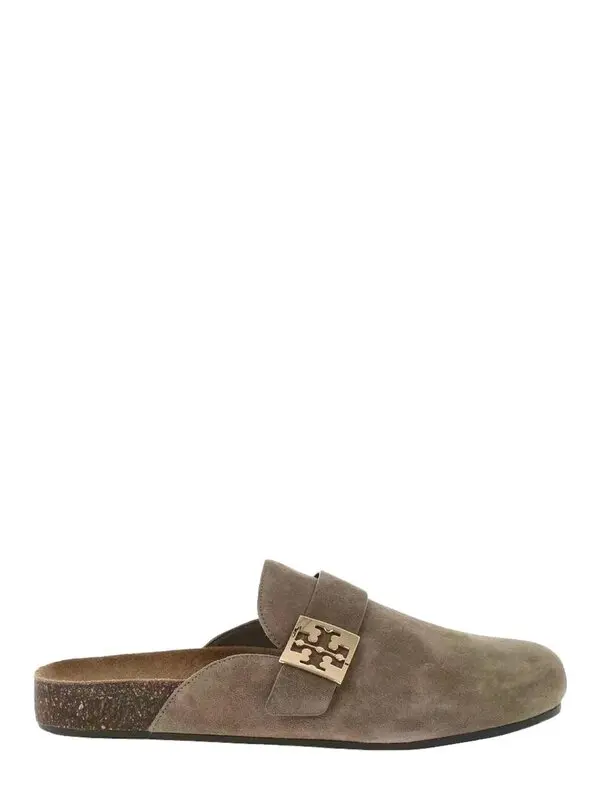 Tory Burch Logo-buckle Suede Mules - Brown