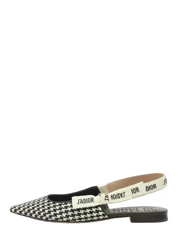 Dior J'adior Houndstooth Slingback Flat Pumps - Black
