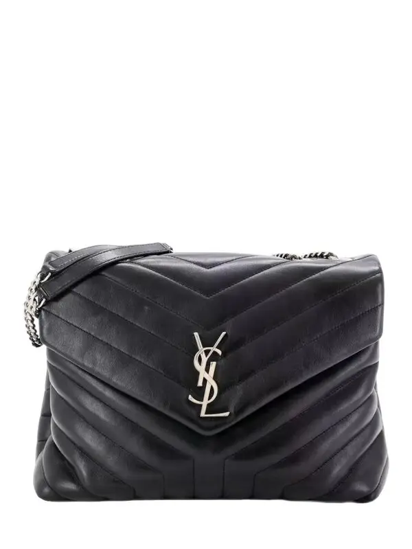 Saint Laurent Loulou Matelasse Chevron Leather Medium Shoulder Bag - Black