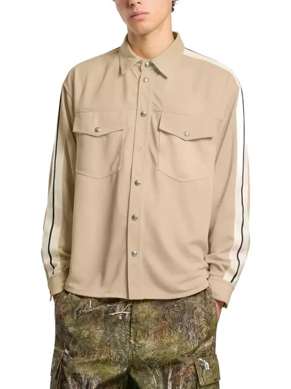 Palm Angels Logo-print Side-stripe Shirt - Neutrals