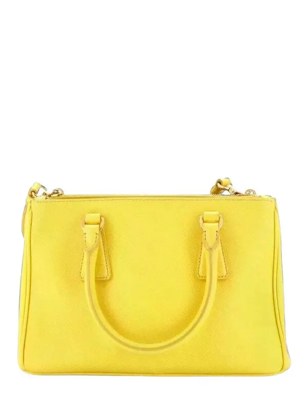 Prada Saffiano Leather Double Zip Lux Satchel - Yellow