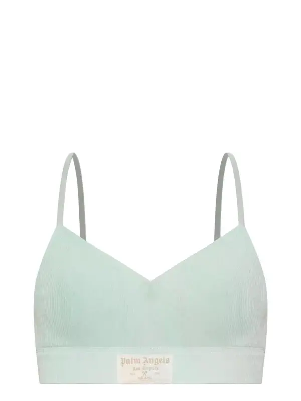 Palm Angels Logo-patch Ribbed Bras - Green