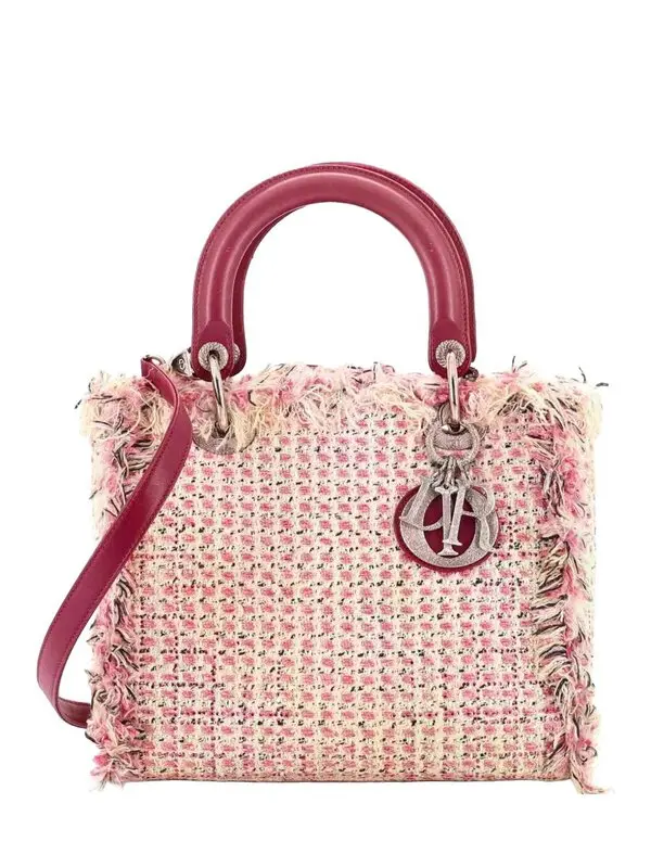 Dior Medium Lady Satchel Tweed Bag - Pink