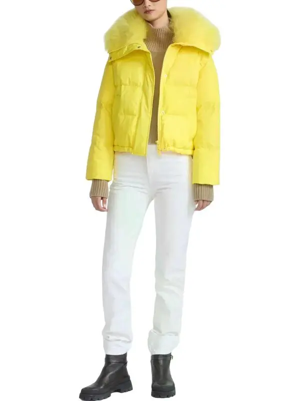 YVES SALOMON Lambswool-trim Puffer Jacket - Yellow