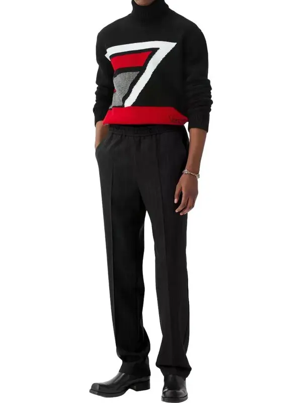 Versace Jacquard Wool Trousers - Black
