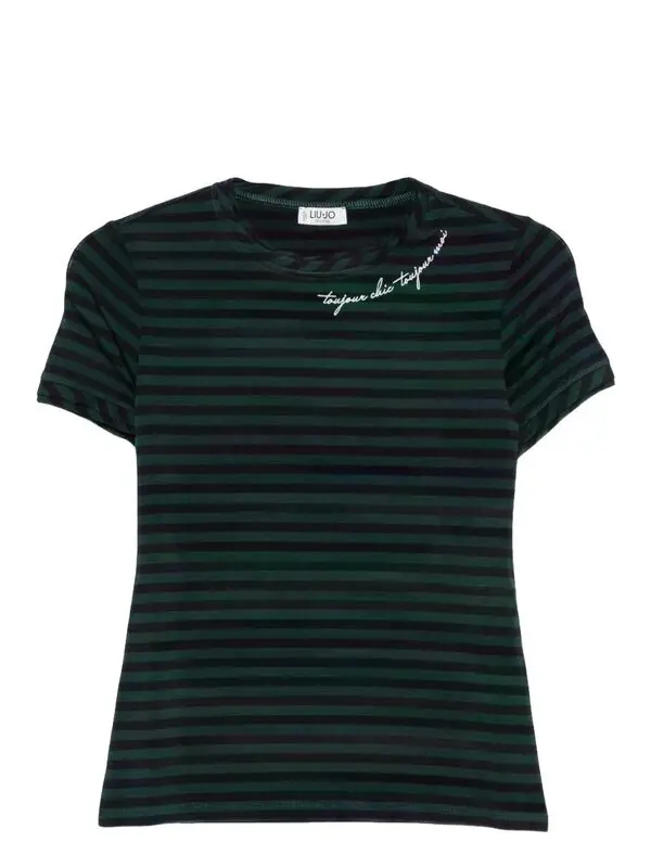Liu Jo Striped Embroidered T-shirt - Green