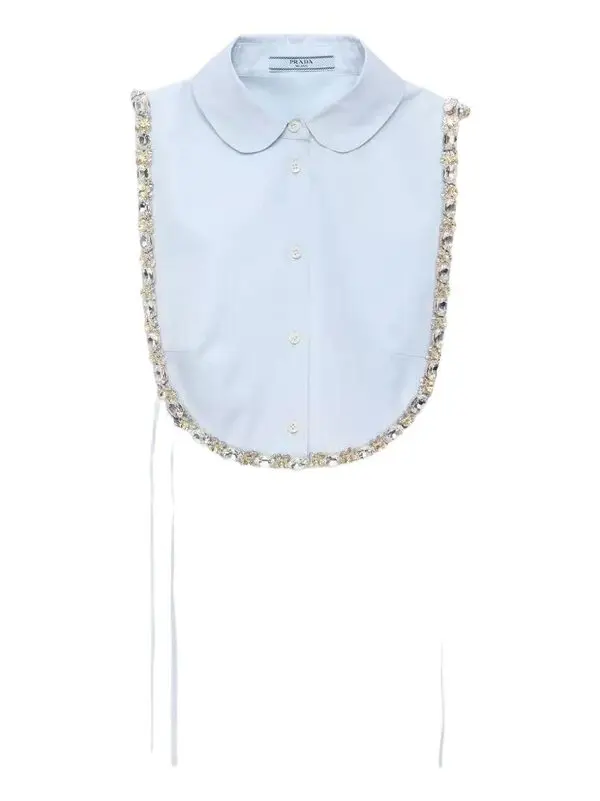 Prada Embroidered Poplin Tie Waistcoat - Blue