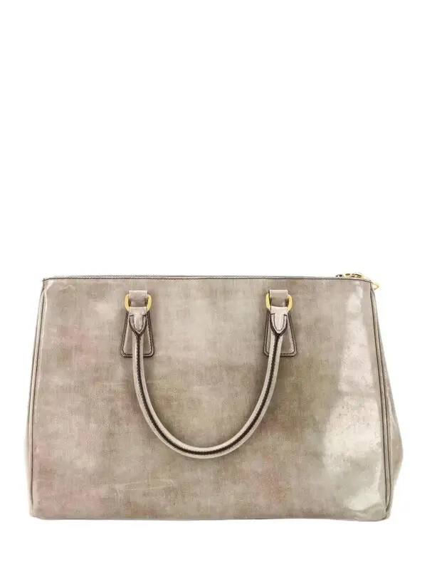Prada Double Zip Lux Spazzolato Leather Medium Tote Bag - Brown