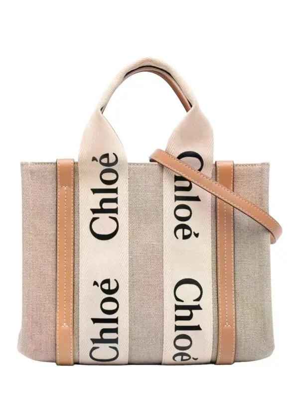 Chloé Canvas Woody Satchel - Neutrals