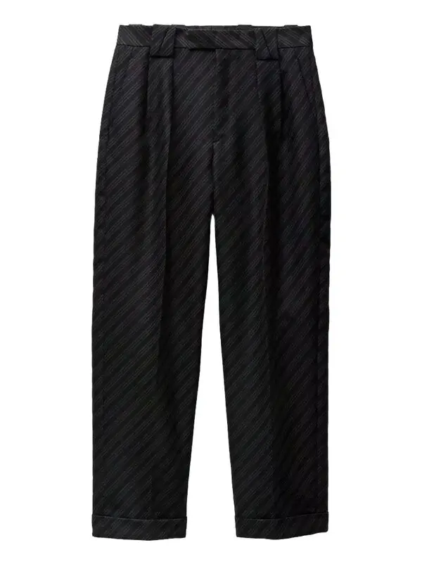 Versace Pinstriped Wool Trousers - Black