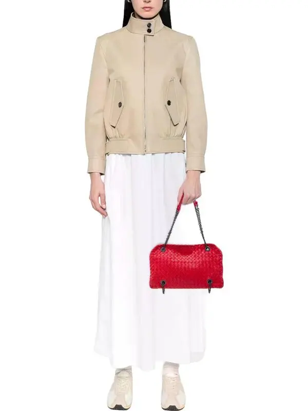 Bottega Veneta Nappa Intrecciato Duo Shoulder Bag - Red
