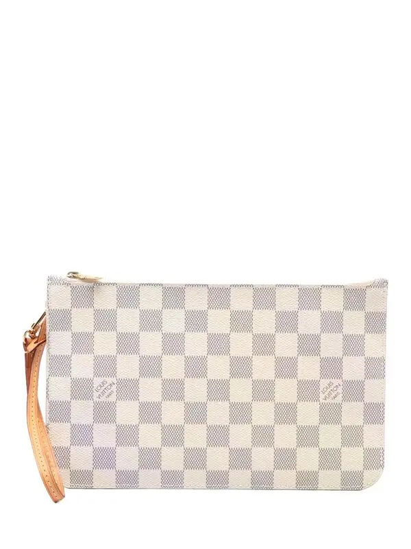 LOUIS VUITTON 2018 Damier Azur Neverfull Mm Pouch - White
