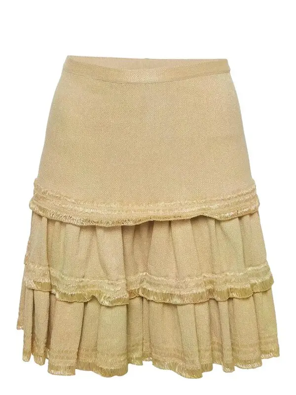 Alaïa Mini Tiered Flared Skirt - Neutrals