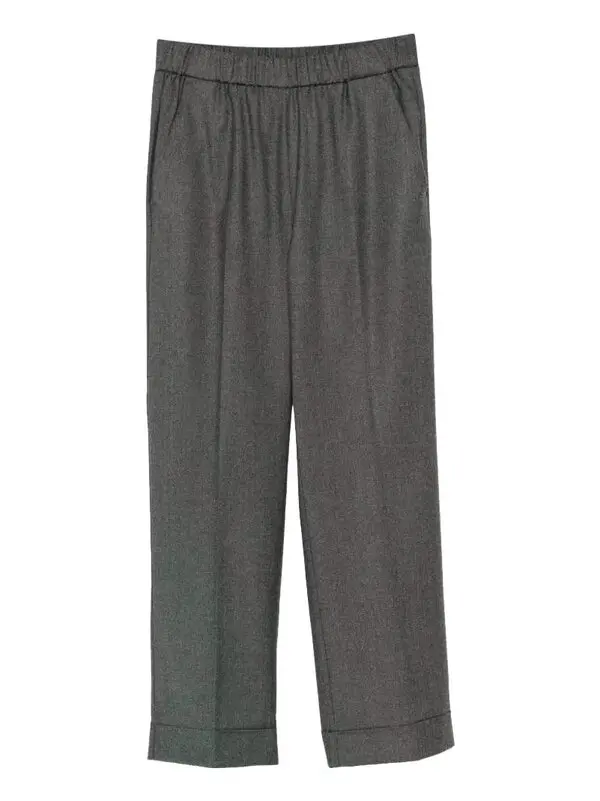 ROSSO 35 Elasticated-waistband Turned-up-cuff Trousers - Grey