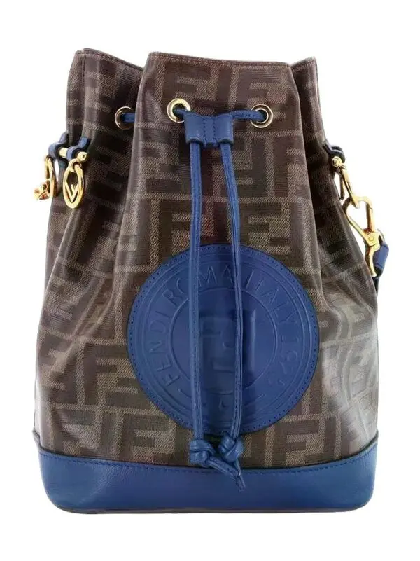 Fendi Mon Tresor Zucca Coated Canvas Small Bucket Bag - Blue