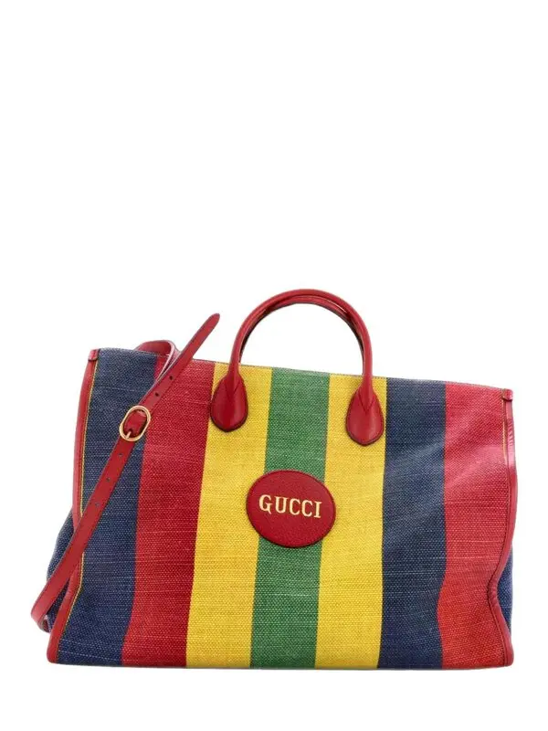 Gucci Baiadera Striped Canvas Tote Bag - Red
