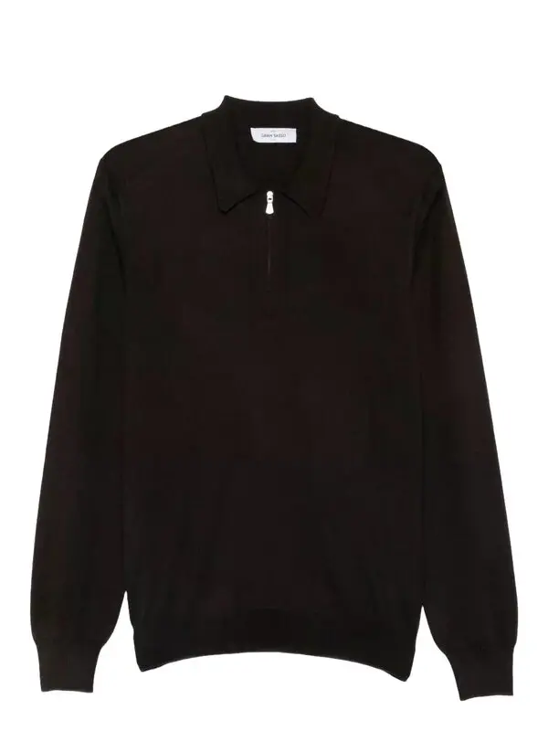 GRAN SASSO Quarter-zip Fine-knit Sweater - Brown
