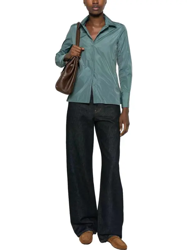 ROSSO 35 Concealed-placket Long-sleeve Shirt - Blue