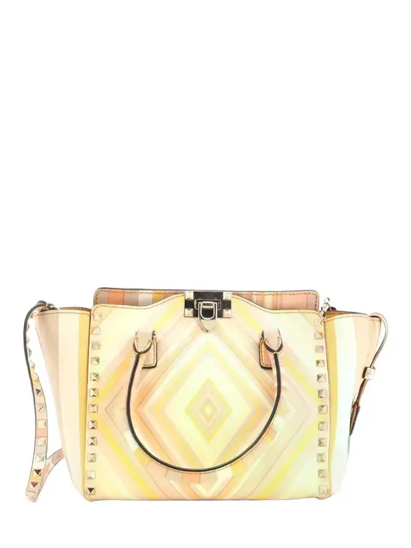 Valentino Garavani Rockstud Striped Leather Small Tote Bag - Multicolour