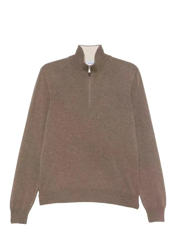 GRAN SASSO Quarter-zip Knitted Sweater - Brown