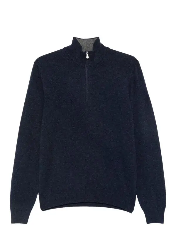 GRAN SASSO Quarter-zip Knitted Sweater - Blue