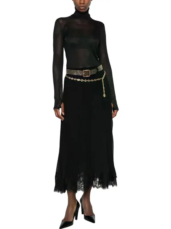 Zimmermann Pleated Lace-trim Midi Skirt - Black