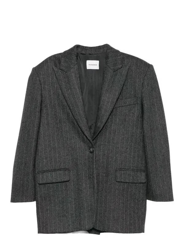 Andamane Teresa Pinstripe Oversized Blazer - Grey