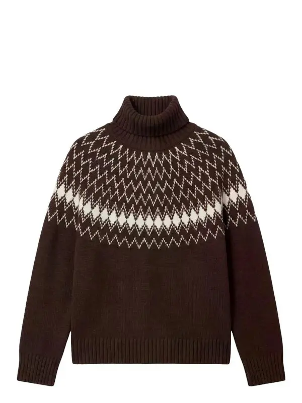Chinti & Parker Fair Isle Intarsia Knit Roll-neck Sweater - Brown