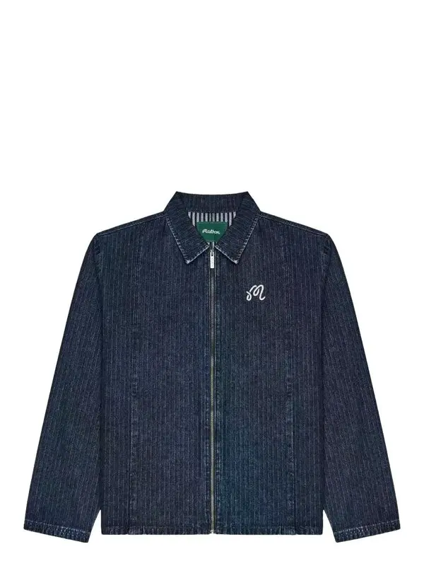 MALBON Foreman Pinstriped Denim Jacket - Blue