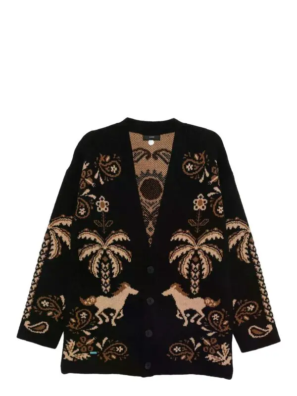 Alanui Intarsia-knit Cardigan - Black