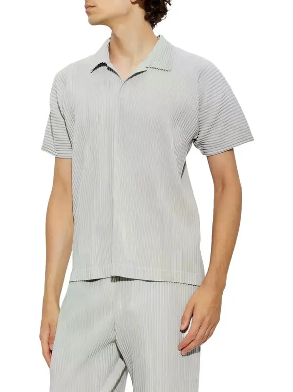 Issey Miyake Pleated Polo Shirt - Grey