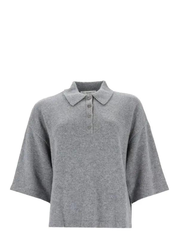 FRAME Cashmere Fine-knit Polo Sweater - Grey