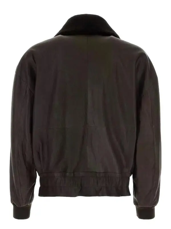 Giorgio Armani Shearling-collar Leather Jacket - Brown
