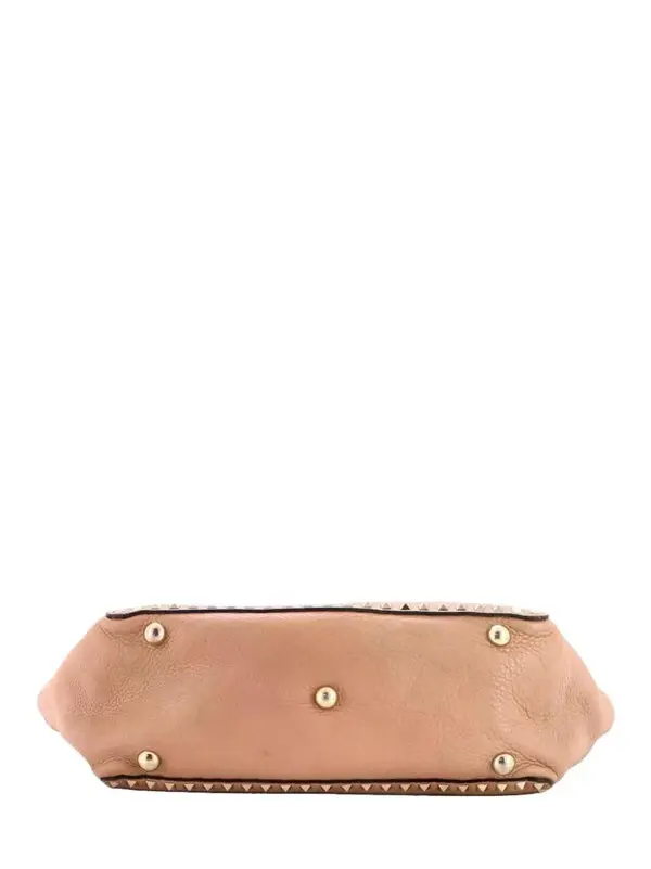 Valentino Garavani Rockstud Pebbled Leather Medium Tote Bag - Neutrals