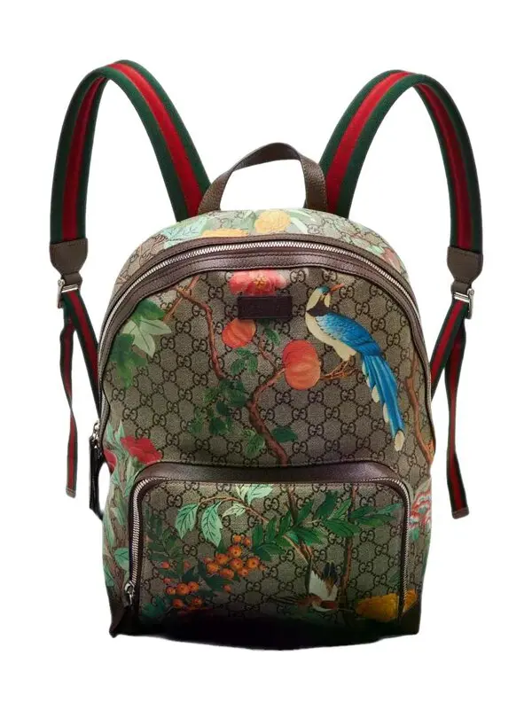 Gucci Gg Supreme Tian Print Backpack - Neutrals