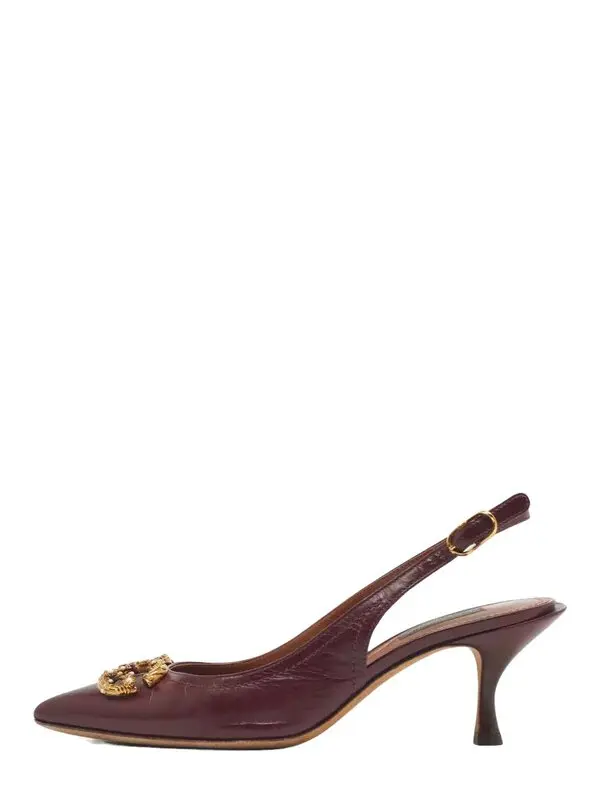 Dolce & Gabbana Burgundy Leather Dg Amore Slingback Pumps - Red