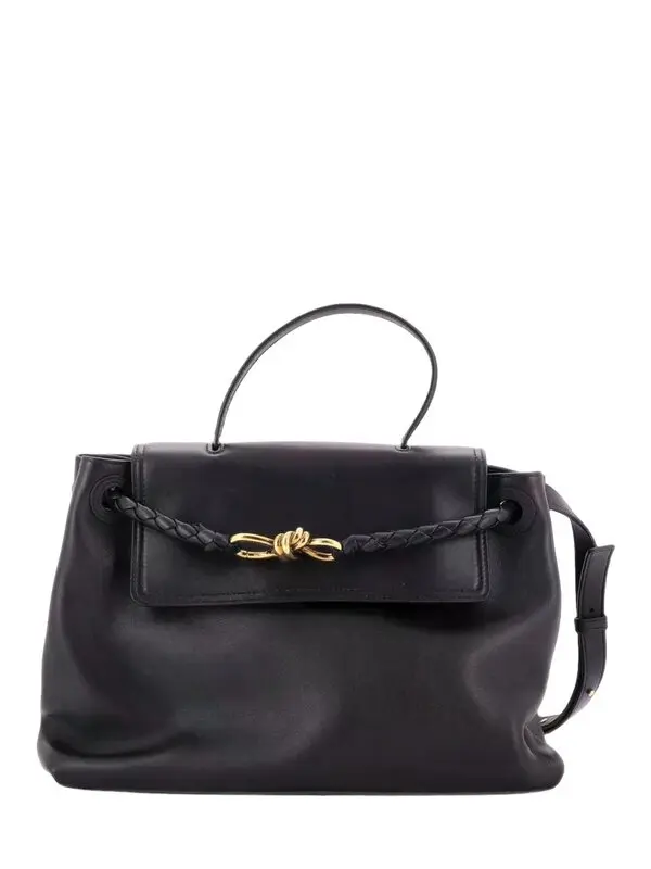 Bottega Veneta Ciao Ciao Leather Intrecciato Detail Satchel - Black