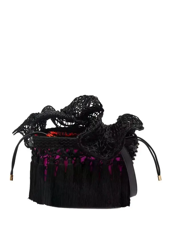 CHRISTIAN LOUBOUTIN Flamencaba Embroidered Bucket Bag - Black