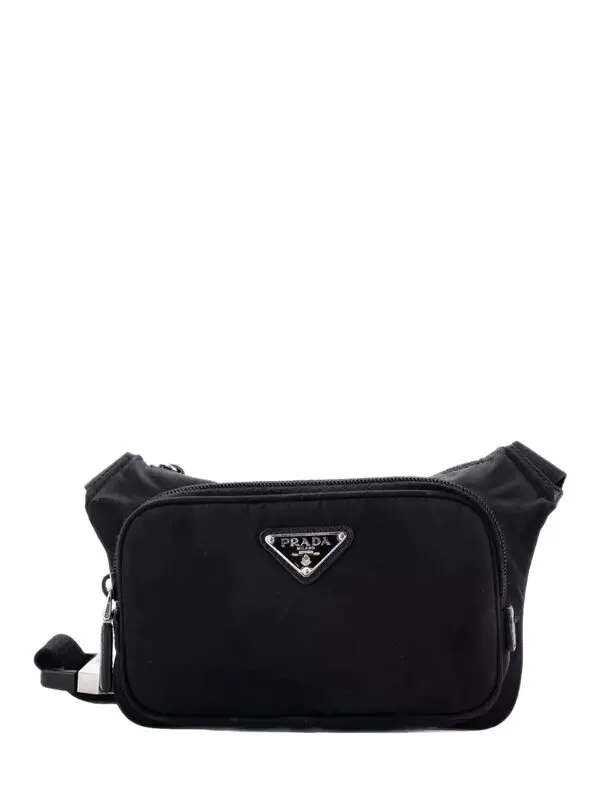 Prada Zip Waist Bag Tessuto Small Belt Bag - Black