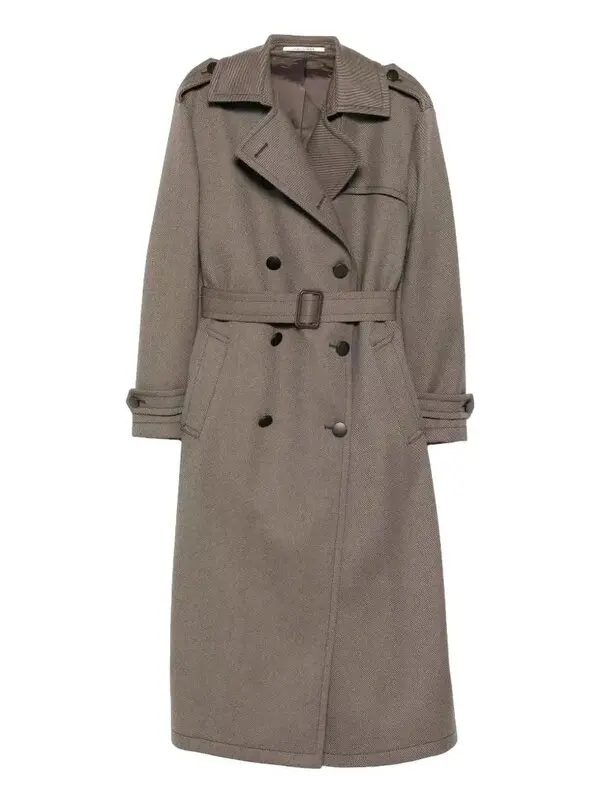 Tagliatore Double-breasted Belted Coat - Brown